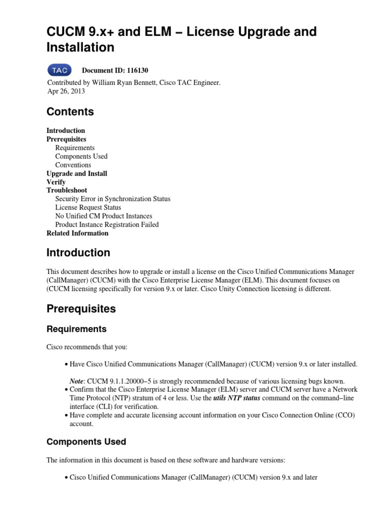 CUCM and ELM License Upgrade Installation | PDF | Cisco Systems ...