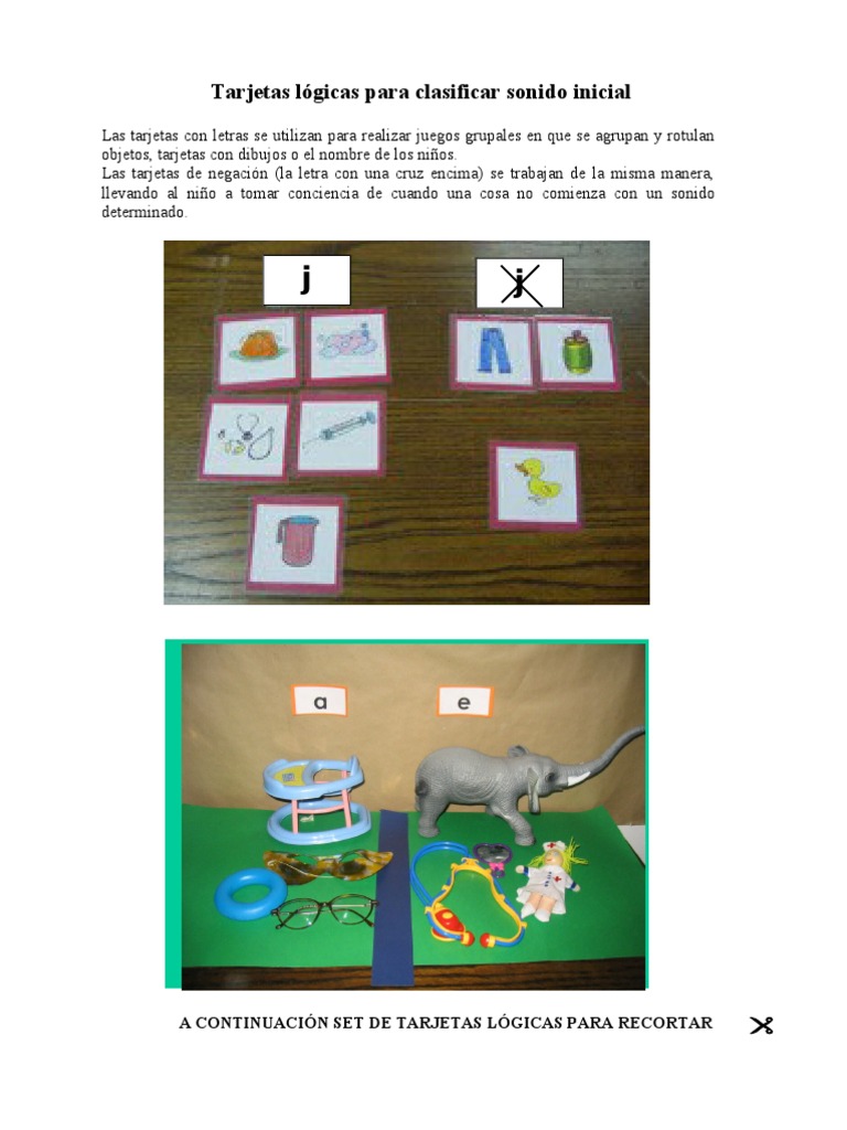 Tarjetas Lógicas para Clasificar Sonido Inicial (Vocales y Consonantes ...