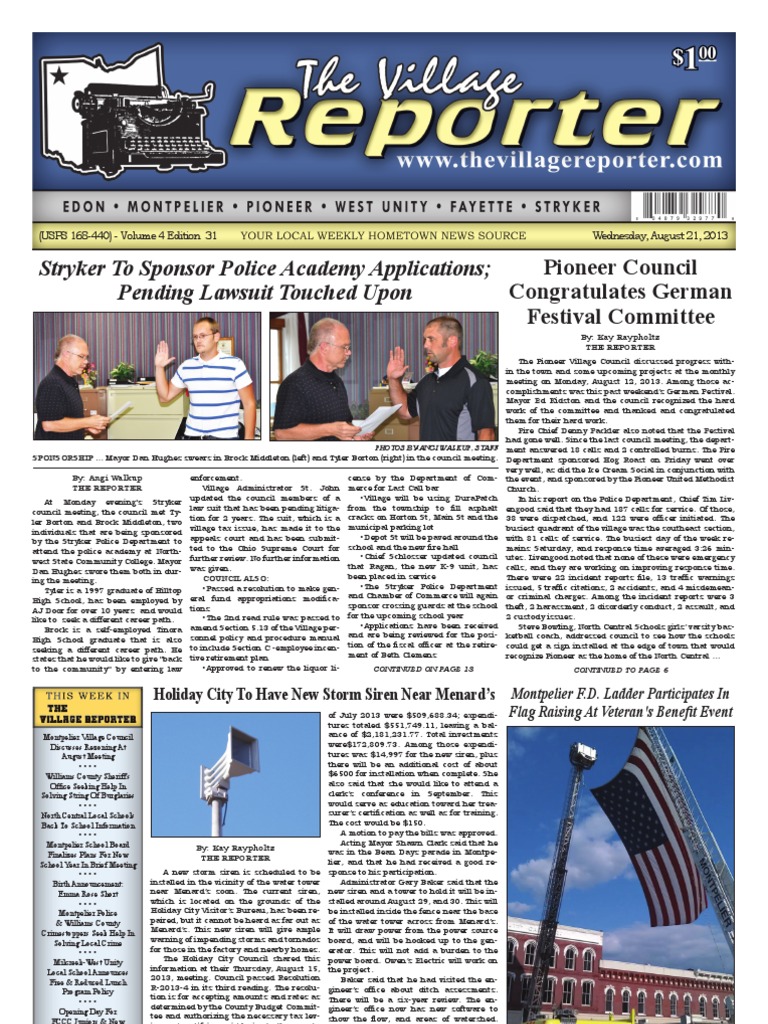 The Village Reporter - August 21st, 2013 | PDF | Newspapers | Salad