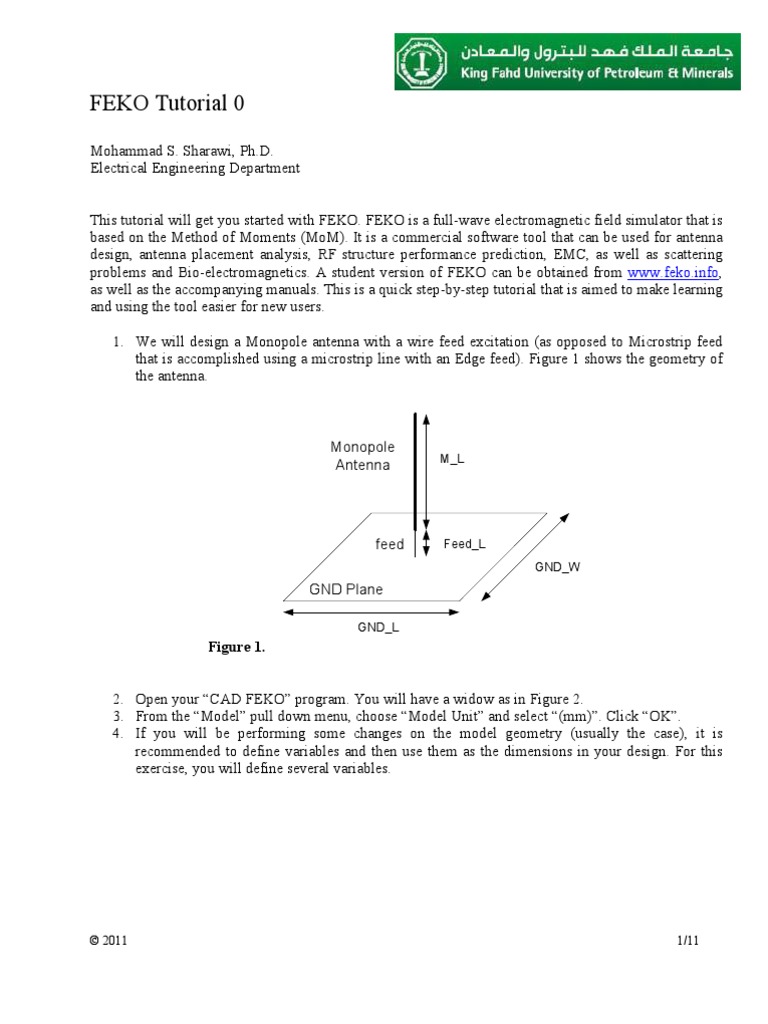 Feko Tutorial 0 | PDF | Bandwidth (Signal Processing) | Antenna (Radio)