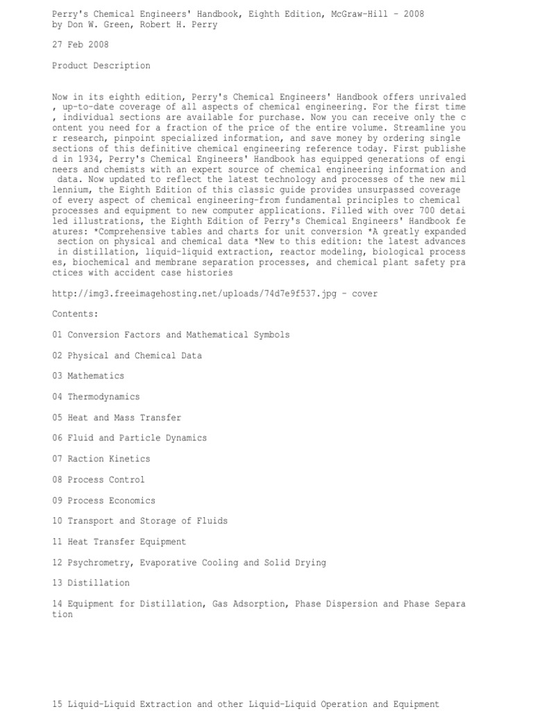 Perry's Chemical Engineers' Handbook 8th Ed. | PDF | Chemical ...