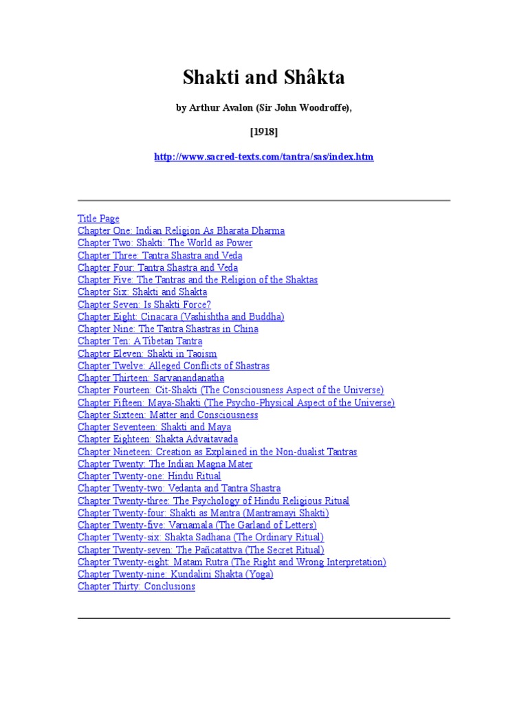 Arthur Avalon, Sir John Woodroffe - Shakti and Shakta | PDF | Brahman | Tantra