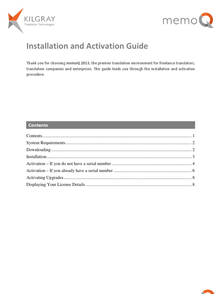 MemoQ InstallingActivating 6 5 en | PDF | Installation (Computer Programs) | Microsoft Windows