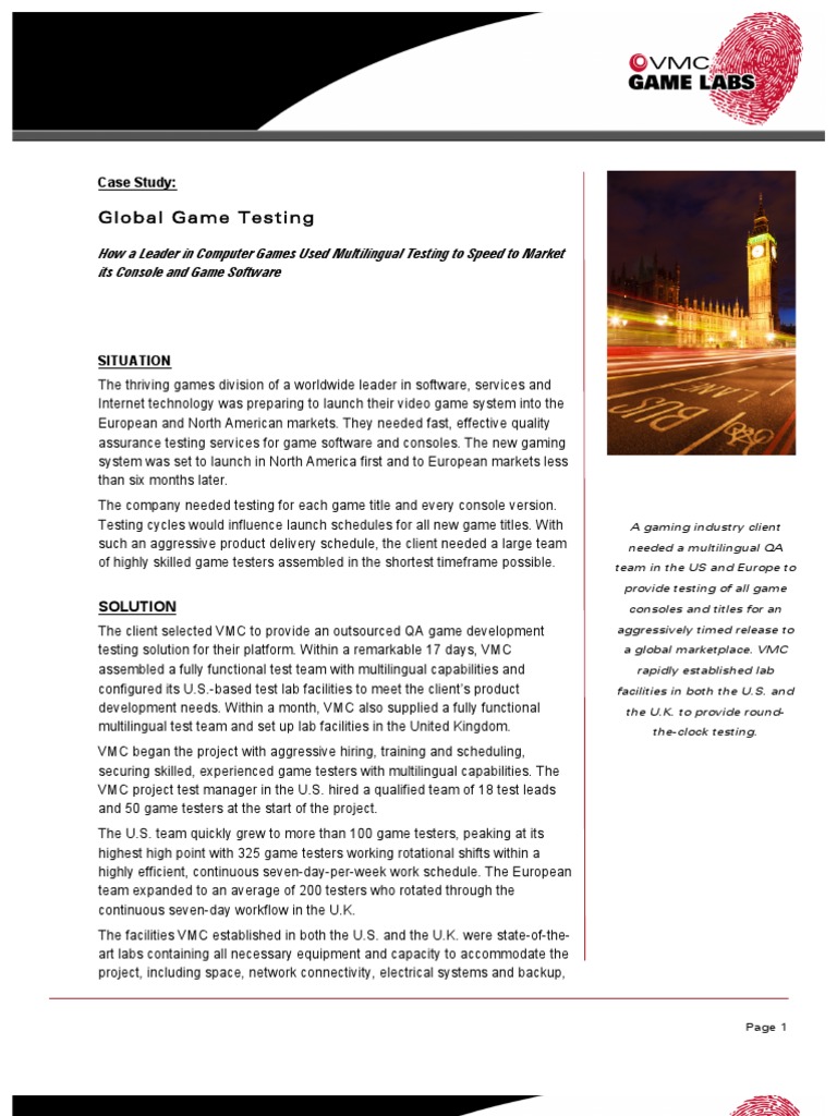 Case Study - Global Game Testing | PDF | Software Testing | Systems ...