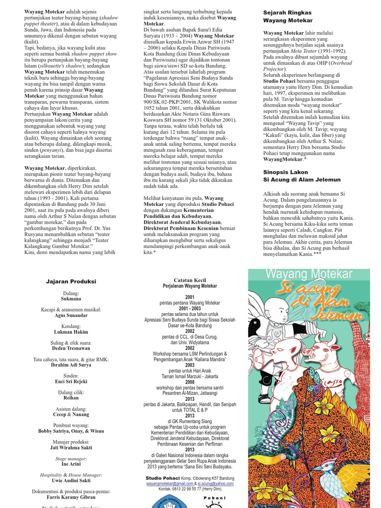 Indonesia, Wayang Motekar | PDF | Dewasa Muda