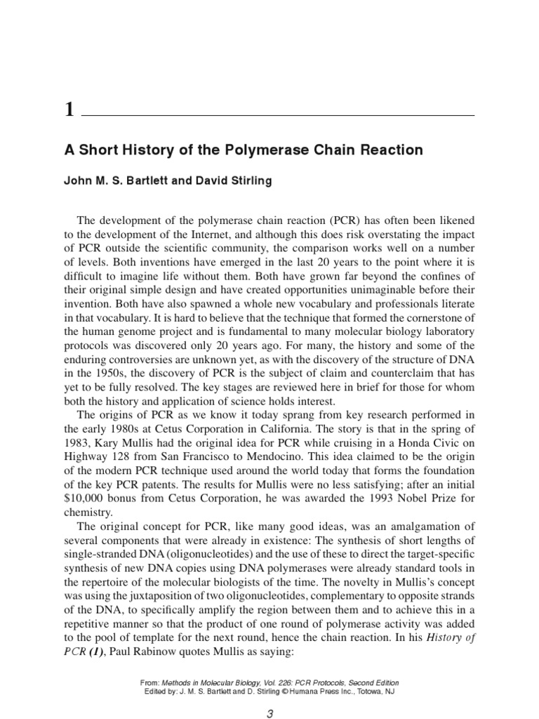 A Short History of The PCR | PDF | Polymerase Chain Reaction ...
