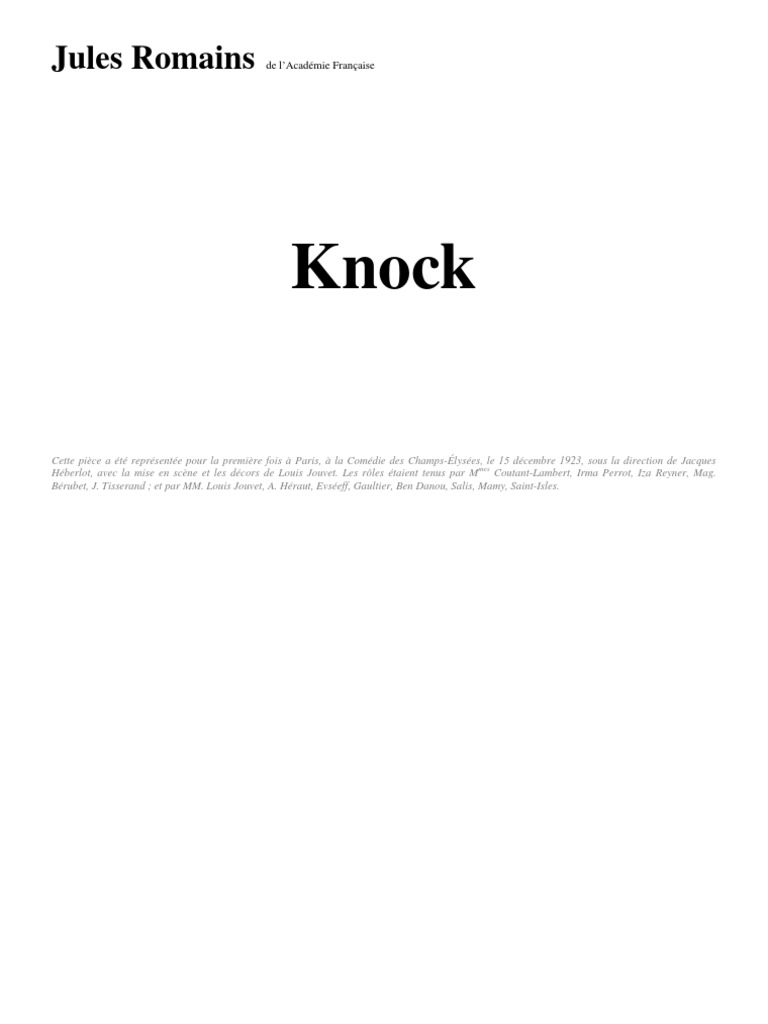 Knock - Texte Integral - Copie | PDF