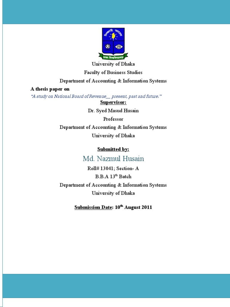 Report On National Board of Revenue Bangladesh. | PDF | Tax Evasion | Tax Avoidance