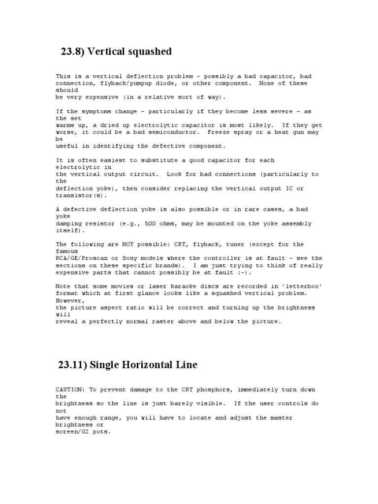 Vertical Deflection Problems | PDF | Electronic Circuits | Cathode Ray Tube