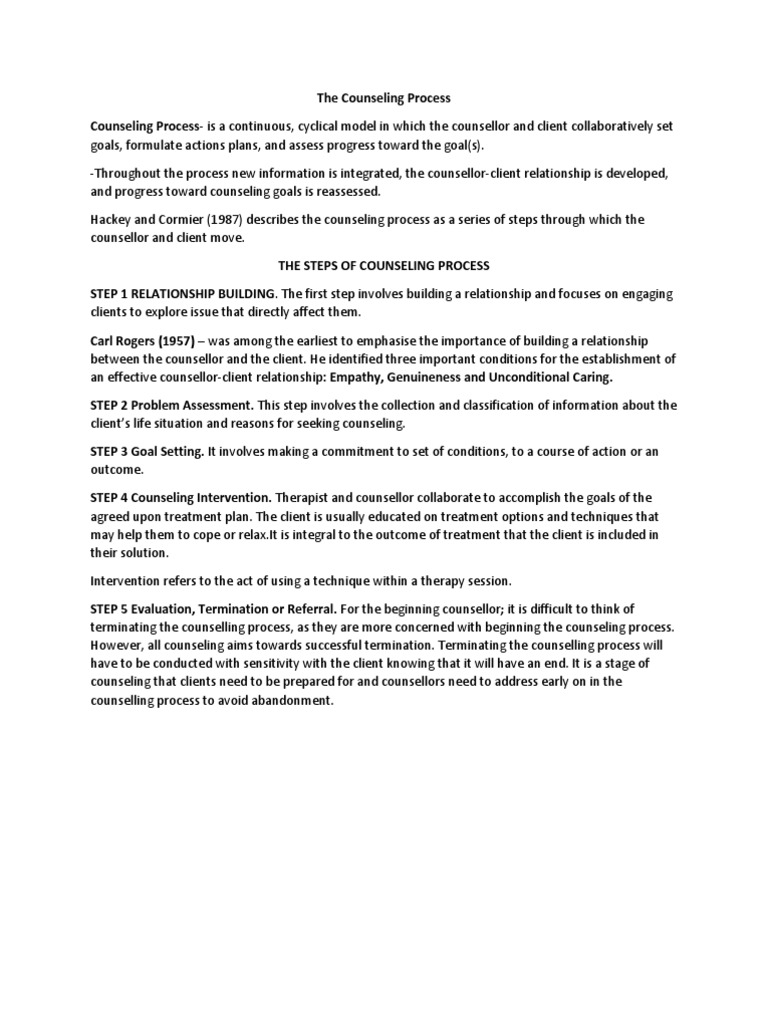 The Counseling Process | PDF | Psychotherapy | Goal