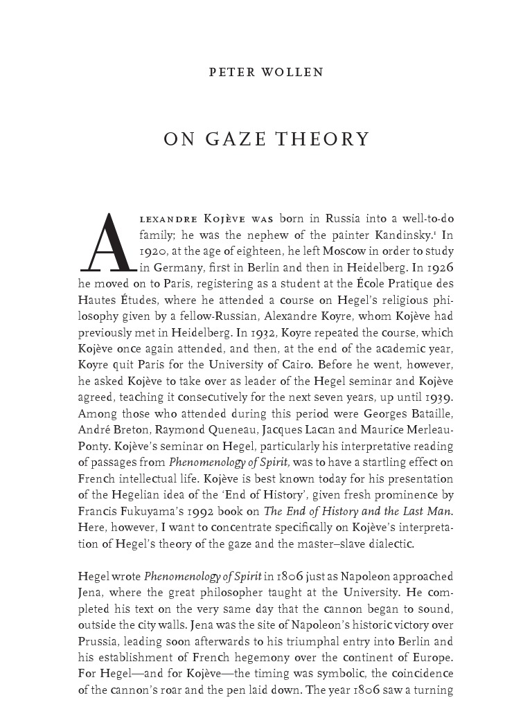 Peter Wollen - On Gaze Theory | PDF | Jacques Lacan | Georg Wilhelm ...