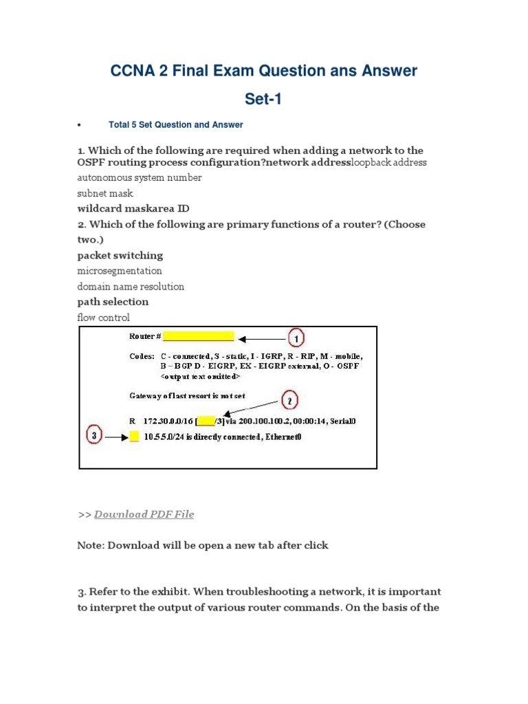 CCNA 2 Final Exam Question Ans Answer | PDF | Routing | Router (Computing)