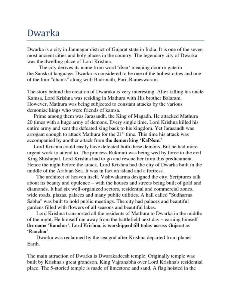 Dwarka | PDF | Hindu Mythology | Hindu Deities