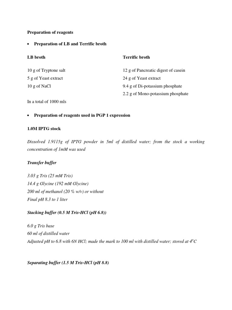 Preparation of Reagents | PDF | Tris | Buffer Solution
