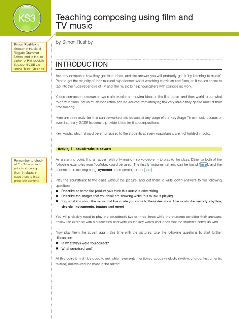 MT04 Scheme KS3 Teaching Composing | PDF | Drum Kit | Musical Instruments