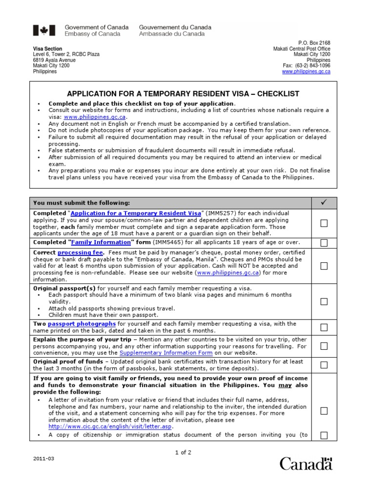 Checklist Canada | PDF