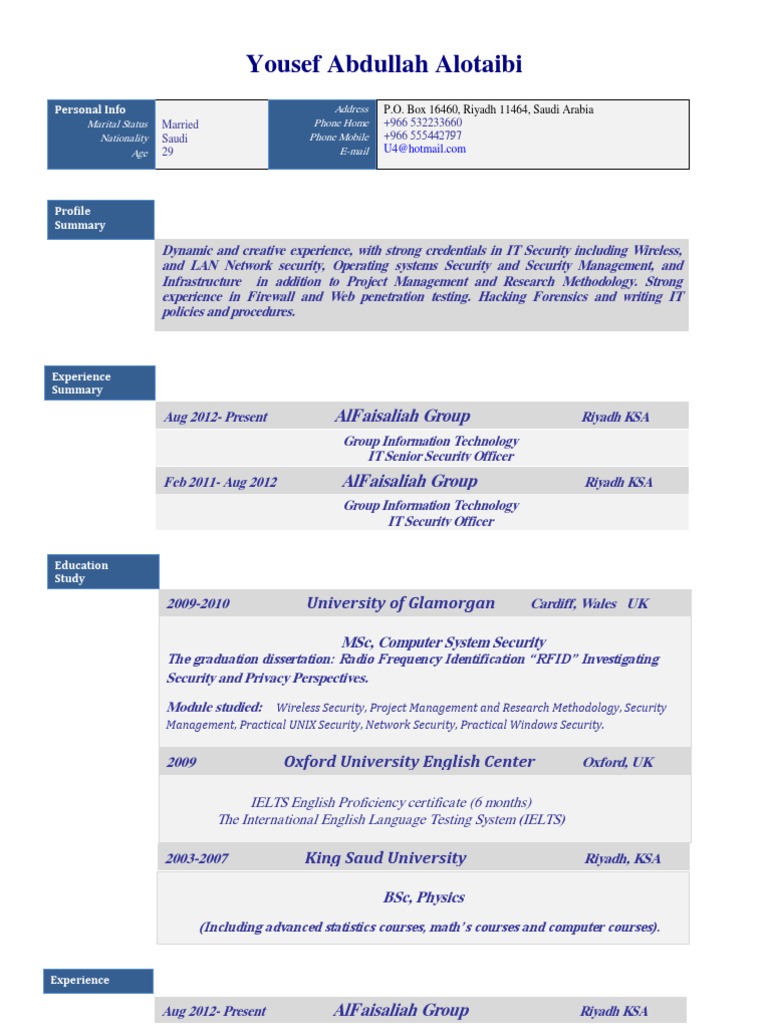 Yousif Alotaibi 01 CV | PDF | Computer Security | Security