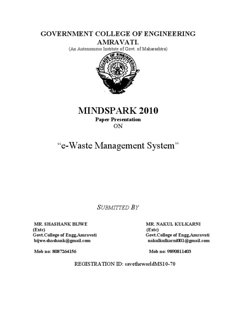 E Waste Management System | PDF | Electronic Waste | Recycling