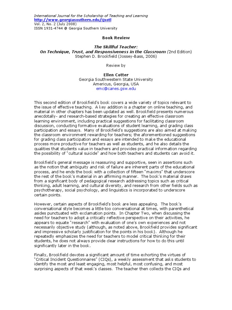 The Skillful Teacher Book Review | PDF | Teachers | Classroom