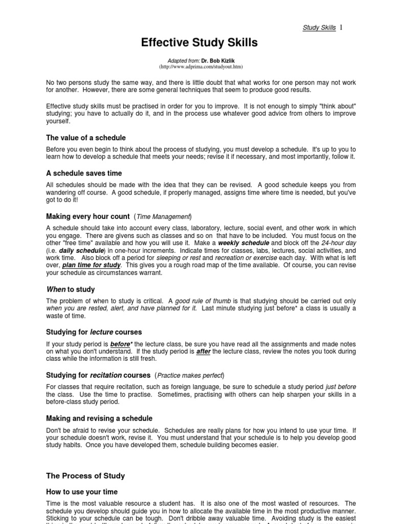 Effective Study Skills - CSC | PDF | Multiple Choice | Question