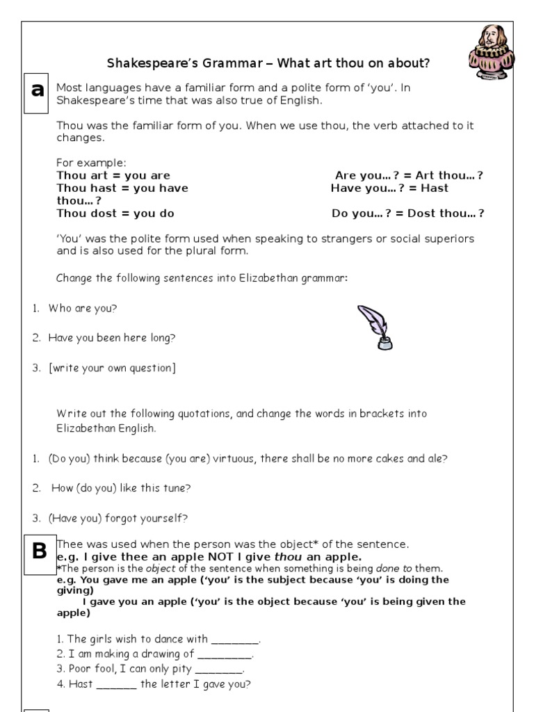 Shakespearean Grammar Guide | PDF