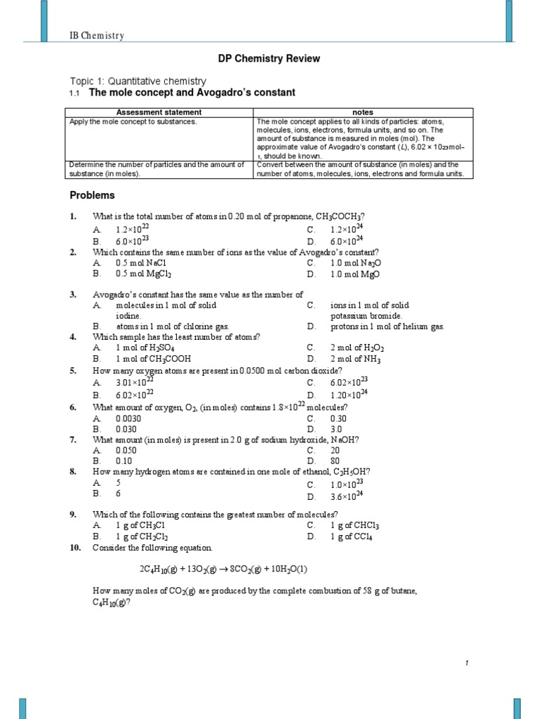 IB Stiochiometry Question | PDF | Mole (Unit) | Formula