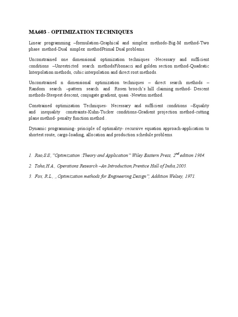 MA603 - Optimization Techniques | PDF