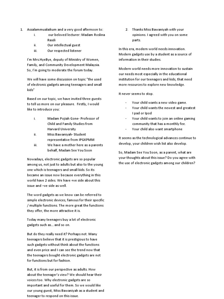 Script Forum | PDF | Adolescence | Facebook