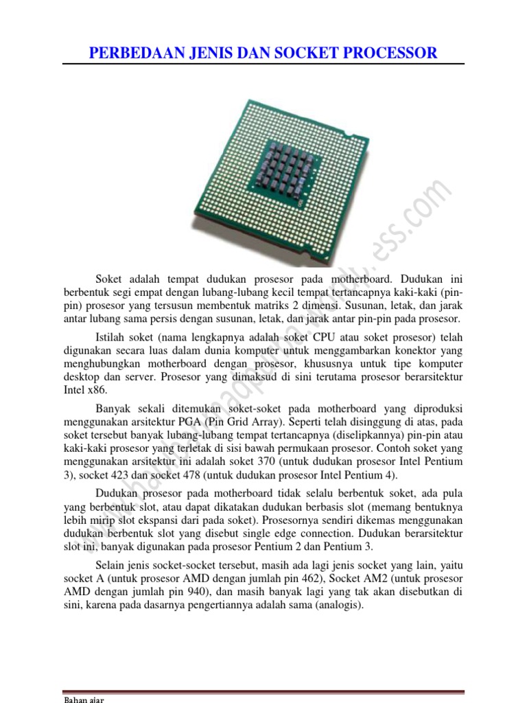 Perbedaan Jenis Socket Processor | PDF