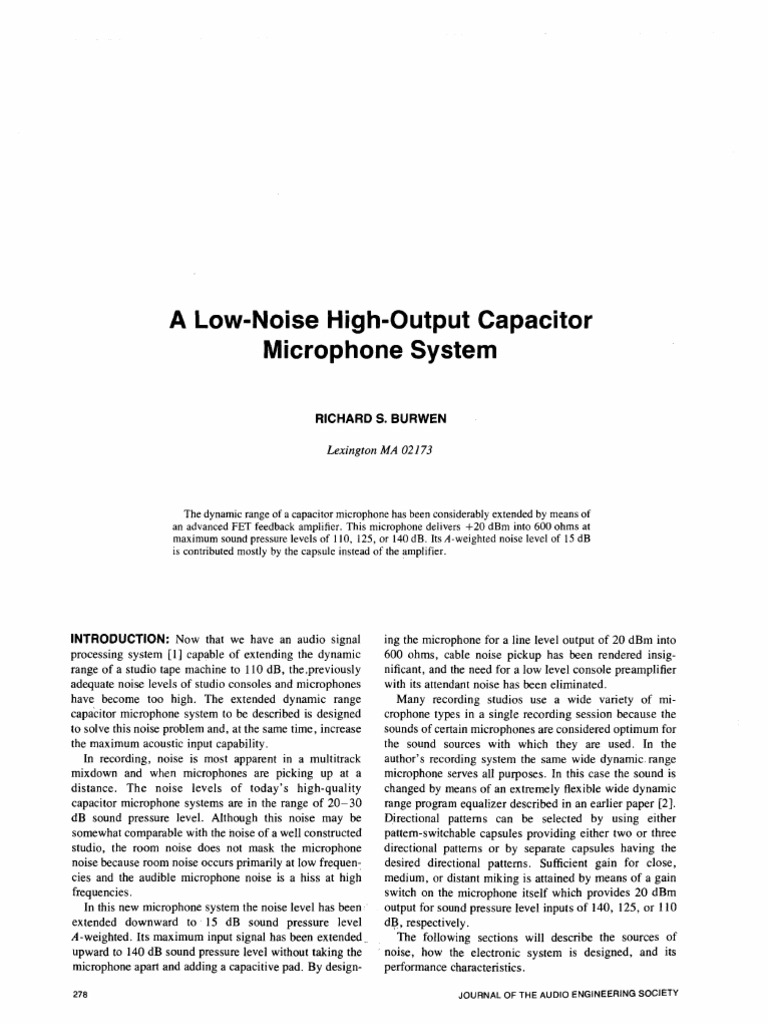 A Low-Noise High-Output Capacitor Mic System | PDF | Microphone | Amplifier