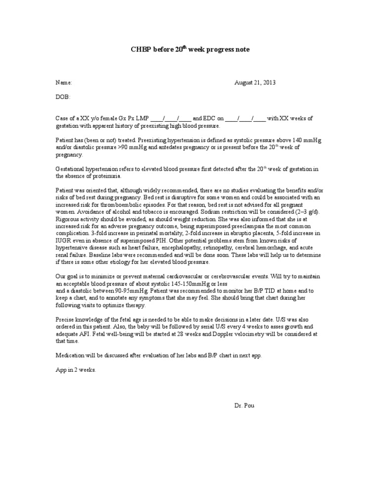 CHBP Progress Note | Hypertension | Blood Pressure