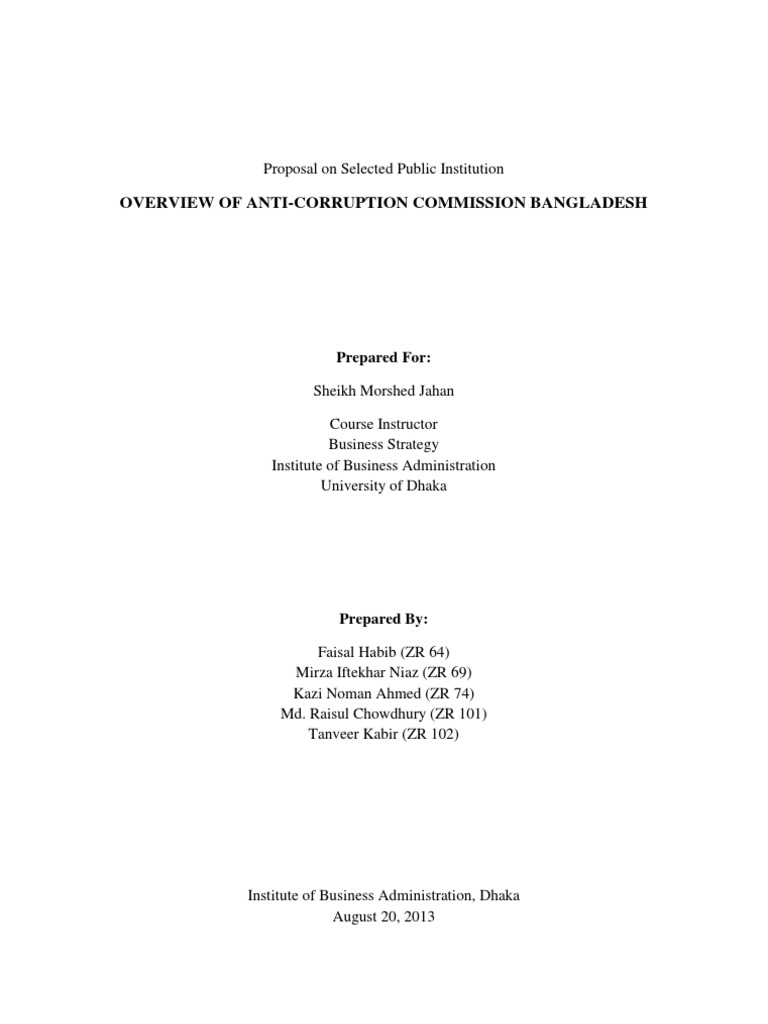 Class Project Proposal On Anti-Corruption Commission | PDF | Corruption ...