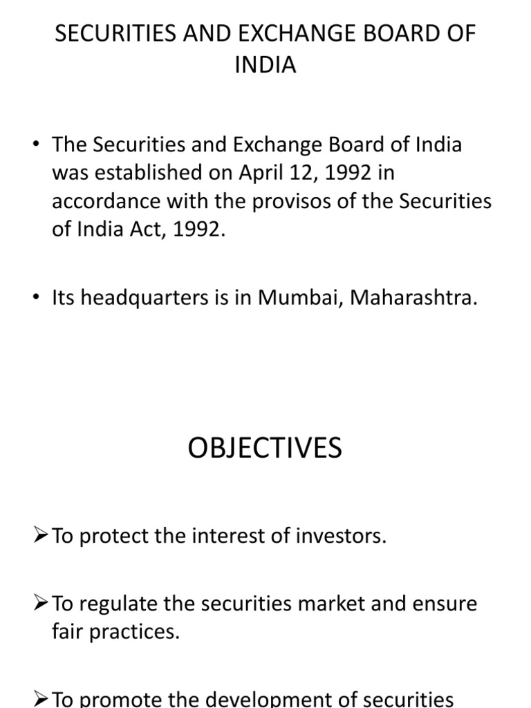 Securities and Exchange Board of India | PDF
