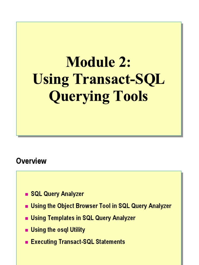 Using Transact Sql Querying Tools Pdf Sql Scripting Language 