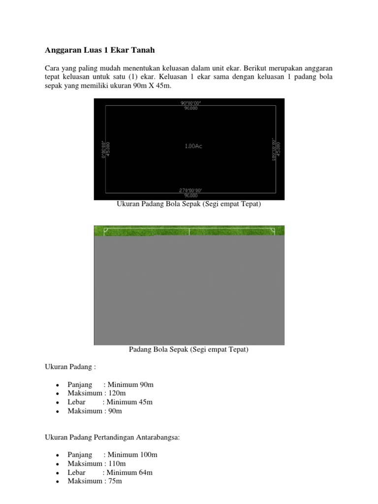 Anggaran Luas 1 Ekar Tanah | PDF