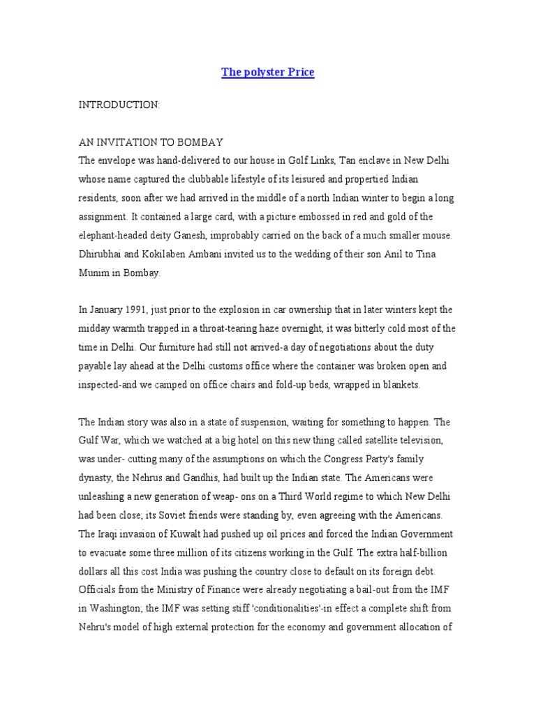 The Polyster Prince | Gujarat | Mahatma Gandhi