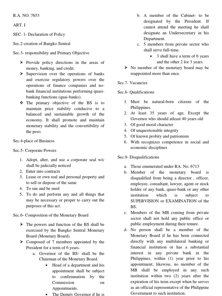 RA 7653 full | Government | Politics | Free 30-day Trial | Scribd