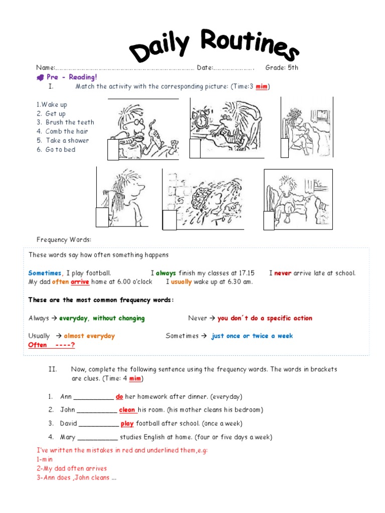 Daily Routine and Adverbs of Frequency | PDF | Ellipsis | Orthography