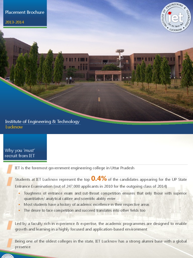 IET Lucknow Placement Brochure Nilabh EE05 | PDF | Science And ...
