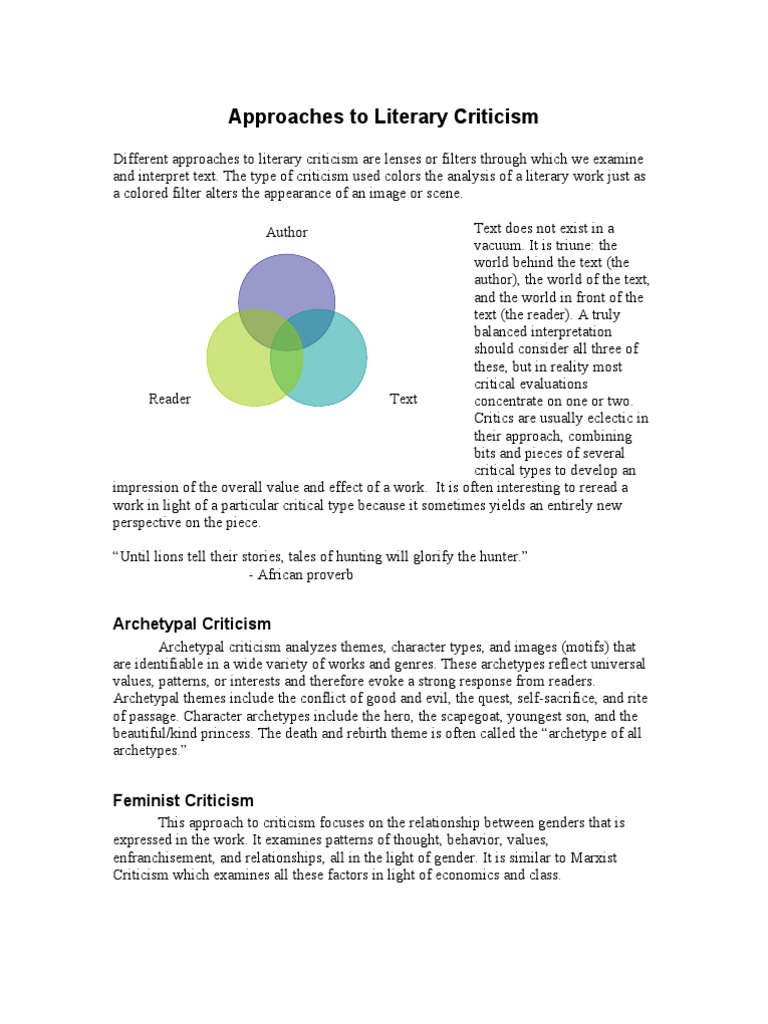 An Overview of Major Literary Criticism Approaches and How They Shape ...