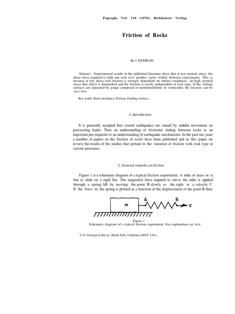 Friction of Rocks | PDF | Strength Of Materials | Friction