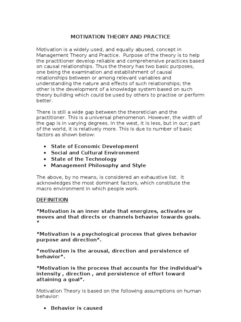Motivation Theory And Practic1 Nsbm Pdf Motivation Motivational