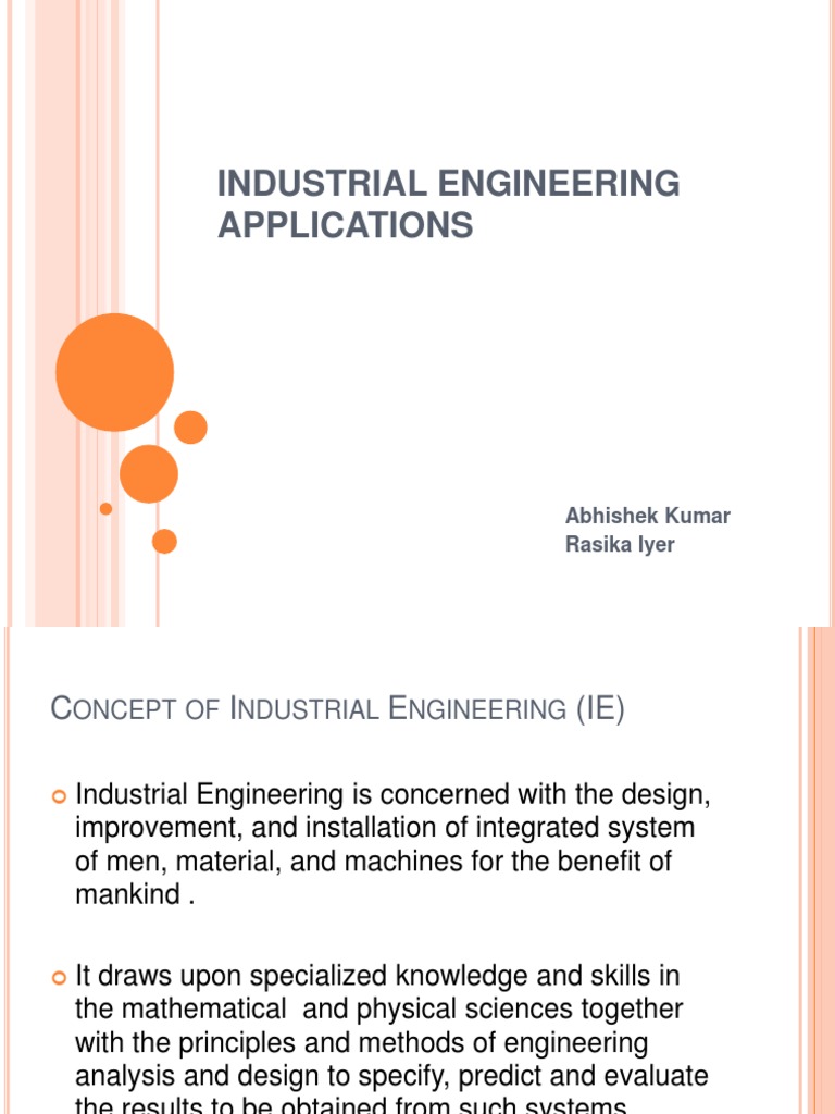 Industrial Engineering Applications: Abhishek Kumar Rasika Iyer | PDF ...
