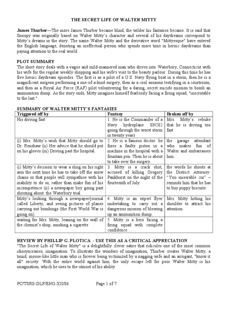 The Secret Life of Walter Mitty | PDF | Unrest | Armed Conflict