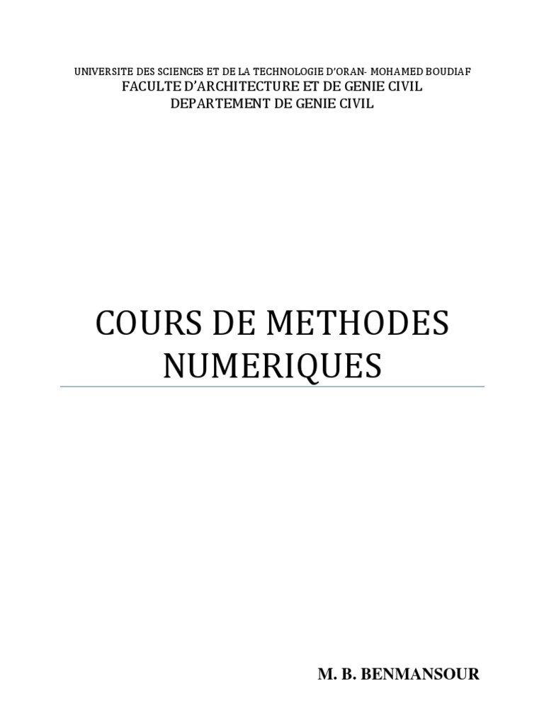 Cours de Methodes Numeriques | PDF | Intégral | Interpolation