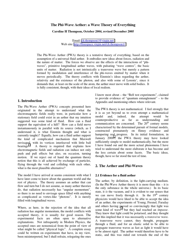 The Phi-Wave Aether | PDF | Luminiferous Aether | Photon