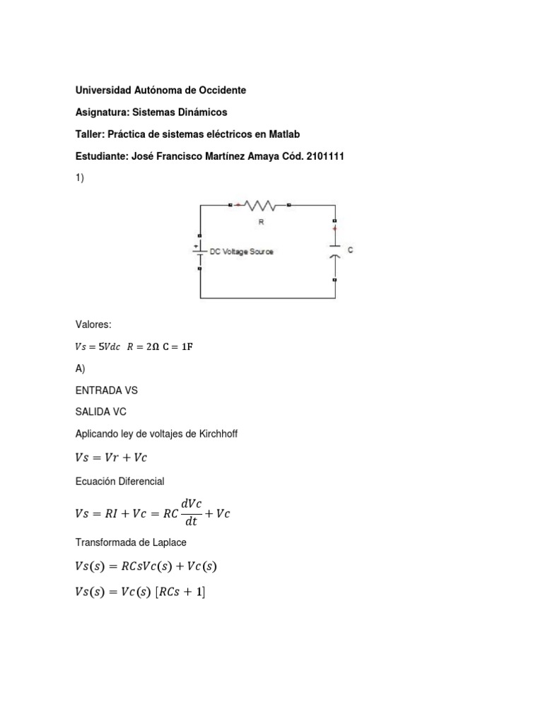 Practica Matlab Sistemas Electricos | PDF | Análisis de red (circuitos eléctricos ...