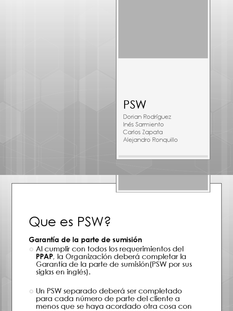 Definición y Proceso del PSW en Calidad | PDF | Negocios | Finanzas y ...