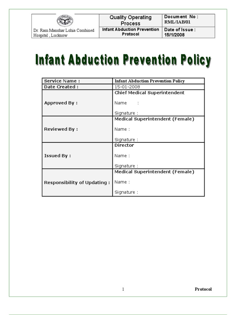 Code Pink Abduction Policy | PDF | Infants | Security Guard