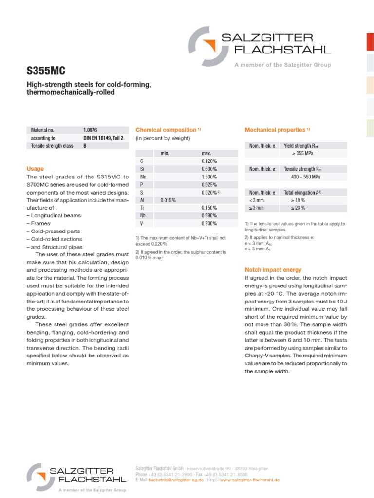 S355MC | PDF | Rolling (Metalworking) | Welding